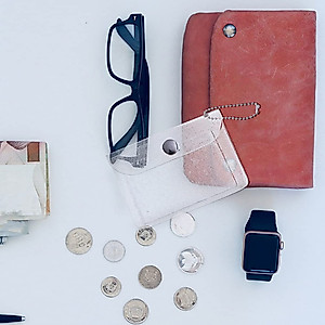 NUOBESTY 2pcs Clear Coin Purse Keychain Transparent PVC Change Purse Wallets Beauty Makeup Lipstick Cosmetic Accessories Organizer Cards Storage for Women Girls