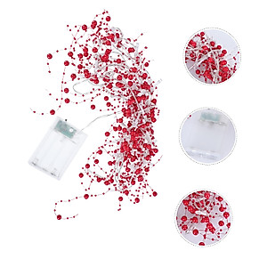Uonlytech 1pc Light Post Christmas Hanging Light Pearl Beads Lights Birthday Hanging Decorations Berry Beaded Garland Lights Pathway Light Umbrella Pole Light Pearl Chain Fairy Plastic