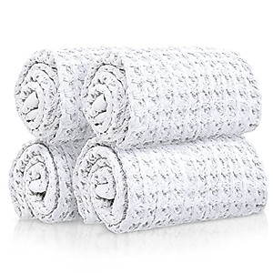 Sutera - Wash Towels Extra Absorbent Silverthread Washcloths Set - Pack of 4 White - 100% CA-Grown Cotton - Luxury Soft Durable Quick Drying Fabric Bathroom Face Cloths 12"x12"
