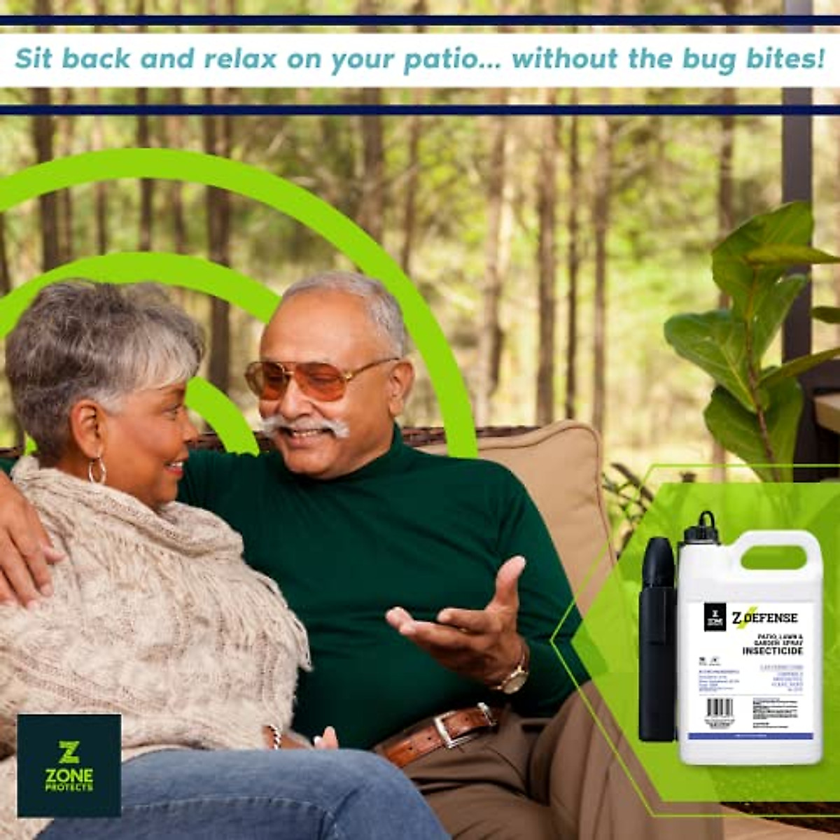 Z-Defense Patio, Lawn and Garden Spray Permethrin Insecticide, Gallon with Battery Operated Wand/Sprayer. Permethrin Based Pesticide Kills Ticks, Fleas, Flies, Spiders, Ants and Mosquitoes.