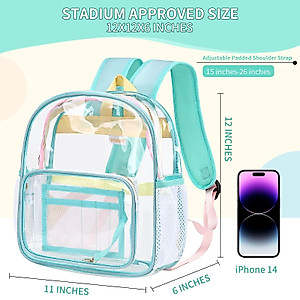 BYXEPA Clear Mini Backpack Stadium Approved Heavy Duty TPU See Through Transparent Backpacks Bookbags with Reinforced Strap for Girls Women Concerts and Sporting Event, Work, School, Security- 12*12*6in Lavender