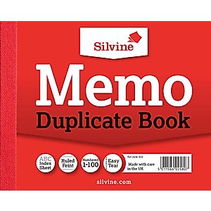 Silvine Duplicate Memo Book - Numbered 1-100 with index sheet (102 x 127mm)