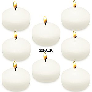 30 Pack 2 Inch Ivory Floating Candles, Unscented Dripless Tealight Candles for Weddings, Birthdays, Wedding Party Pool Holiday and Home Decor