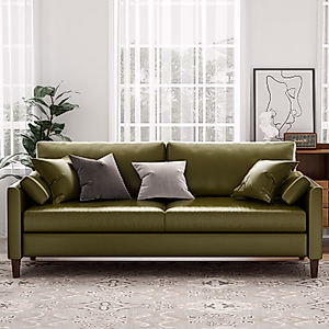 STARY 78" Faux Leather Comfy Couch for Living Room Sofas, Green