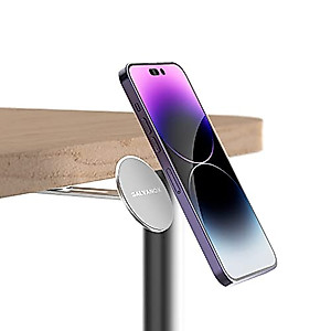 GALVANOX Magnetic Phone Holder, Fold-Away Swivel Stand Compatible with MagSafe for iPhone 12, 13, 14, 15 Pro Max | Bedroom Nightstand, Desk, Kitchen and More (Low Profile Sidemount/Under-Mount)