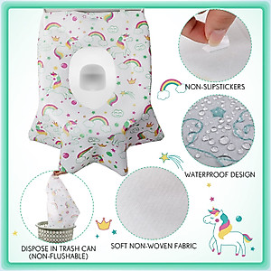 50 Packs Disposable Toilet Seat Covers Extra Large Individually Wrapped for Kids and Adults, Portable Non Slip Waterproof Potty Seat Covers for Toddlers Potty Training, Travel (Unicorn)