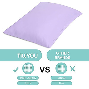 Toddler Travel Pillowcases Set of 2, 14x20- Fits Pillows Sized 12x16, 13x18 or 14x19, 100% Silky Soft Microfiber, Envelope Closure Machine Washable Kids Pillow Cases, White (Purple)