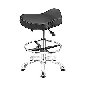 Grace&Grace Height Adjustable Rolling Swivel Stool Chair with Ergonomic Seat and Comfortable Footrest Heavy Duty Metal Base for Salon,Shop, Kitchen