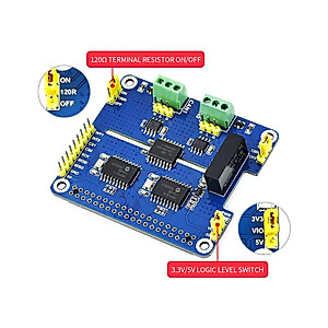 Coolwell Waveshare 2-Channel Isolated CAN Bus Expansion HAT for Raspberry Pi Series Boards MCP2515 + SN65HVD230 Dual Chips Solution Multi Allows 2-CH CAN Communication