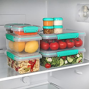 Sistema 10 Piece Food Storage Containers with Salad Dressing and Condiment Containers and Lids for Meal Prep, Dishwasher Safe, Clear/Green