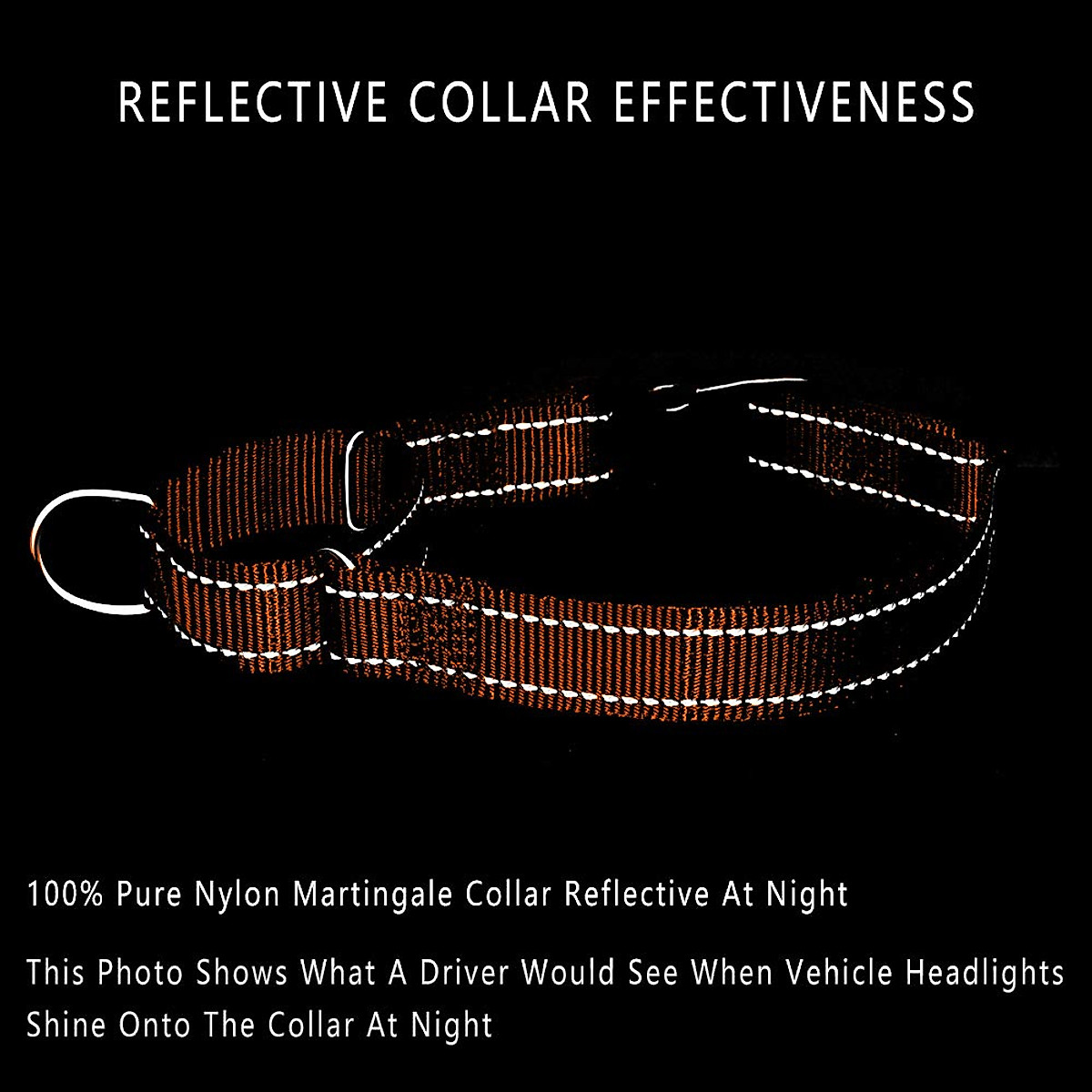 PLUTUS PET Reflective Martingale Collar with Quick Snap Buckle,No Pull Dog Choker Collar for Small Medium Large Dogs,L,Orange