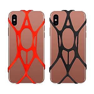 AICEL 4PCS Bike Phone Holder, Silicone Motorcycle Cell Phone Mount, X Web Grip Tether Elastic Strap for Smart Phone, Accessories Replacement Parts for Bicycle Motorcycle Handlebar (Red)