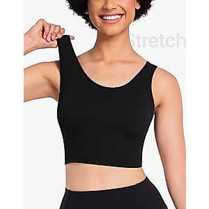 YADIFEN Longline Sports Bras for Women Comfortable Yoga Bras Compression Bra Workout Crop Tank Top