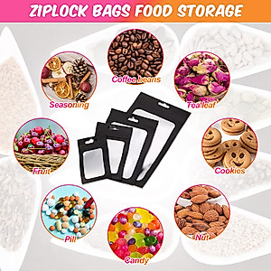 400 Piece Plastic Bags 4 Sizes Self Sealing Sealable Treat Bags for Packaging Food Storage Pouch for Sample Cookies Jewelry (Black, Long Hole)