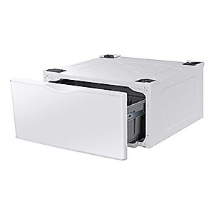 SAMSUNG 27-Inch Washer Dryer Pedestal Stand w/ Pull Out Laundry Storage Drawer, Stainless Steel, WE402NW/A3, White