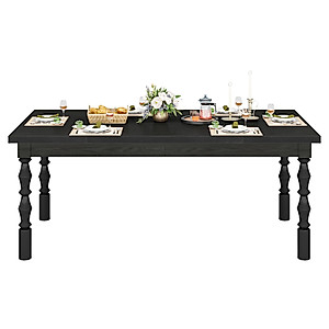 Tribesigns 62” Wood Dining Table for 4-6 People, Farmhouse Large Rectangle Kitchen Table, Modern Dinner Table Kitchen & Dining Room Furniture with Carved Turned Legs