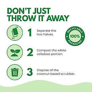 AIRNEX Biodegradable Natural Dish Sponges Kitchen Pack of 12 - Coconut and Cellulose Sponges for Dishes and Surfaces - Eco Friendly Non-Scratch Heavy Duty Dish Scrubber Sponges Bulk for Household