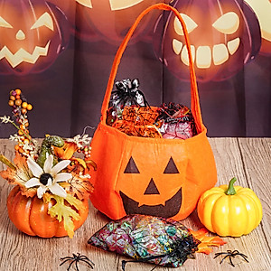 choyaxo 100PCS Halloween Organza Bags Spider Web Print Satin Drawstring Candy Jewelry Bags for Halloween Drawstring Gift Bags 4 x 6 Inches/10 * 15cm, 4 Styles