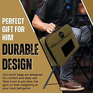 HSD Lunch Bag - 8mm Thick Foam Insulation, Water Resistant, Lunch Box, Buckle Handle, Outside Pocket for Snacks & Utensils, Inside Mesh Pocket, Easy Clean Lining (Coyote Brown)