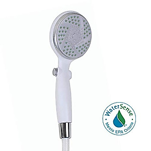 Carex Handheld Shower Head with Extra Long 84" Flexible Hose and Convenient Pause Function - Watersense Certified Handheld Shower Head with Hose with Oversized Spray Head - White
