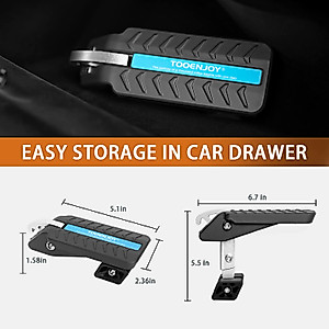 TOOENJOY Adjustable 5 Gear Extra Protection Car Door Latch Step No Assemble Foldable Heavy Duty Car Gadgets Stand Pedal Ladder for Easy Roof Rack Access, Universal, Max Load 400LBS(Medium)
