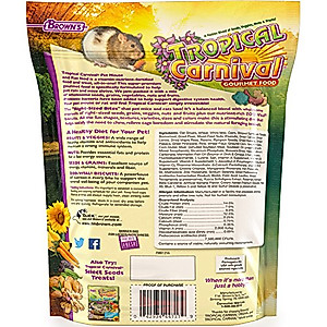 Tropical Carnival F.M. Brown's Gourmet Pet Mouse and Rat Food with Fruits - Veggies, Seeds, and Grains, Vitamin-Nutrient Fortified Daily Diet - 2lb