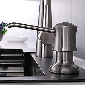 Soap Dispenser for Kitchen Sink Brushed Nickel, Built-in and Refill-from-Top Design with Liquid Hand & Dish Soap Bottle
