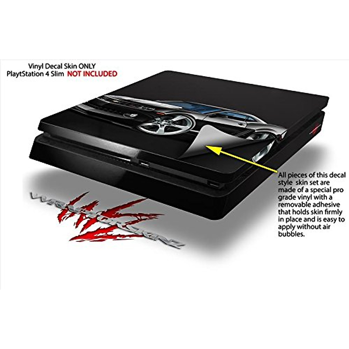 Vinyl Decal Skin Wrap compatible with Sony PlayStation 4 Slim Console 2010 Camaro RS Black (PS4 NOT INCLUDED)