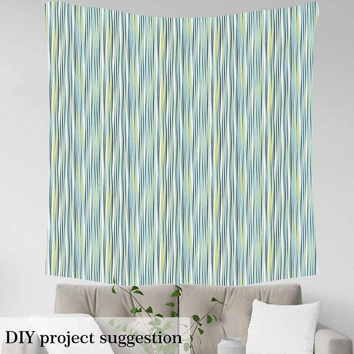 Feelyou Stripes Fabric by The Yard, Natural Geometric Waves Ripple Upholstery Fabric for Chairs, Farmhouse Striped Lines Decorative Waterproof Outdoor Fabric, 3 Yards, Green Blue