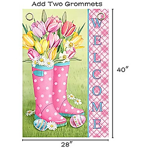 Hello Spring Flag,Spring Garden Flag Double Sided Welcome Burlap Seasonal House and Bird Summer House Flags 28x40 Inch Summer Garden Flag Outdoor Decor for Homes,Gardens,Patio or Lawn with 2 Grommets