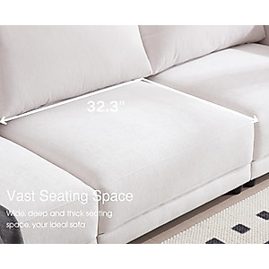 CIMOTA Oversized Corner Modular Sectional Fabric Sofa, 107 Inch Large 4 Seater Sofa Set, L Shaped Corner Sectional Cloud Sofa Couch for Living Room and Office, 3 Seat and 1 Middle Corner, White