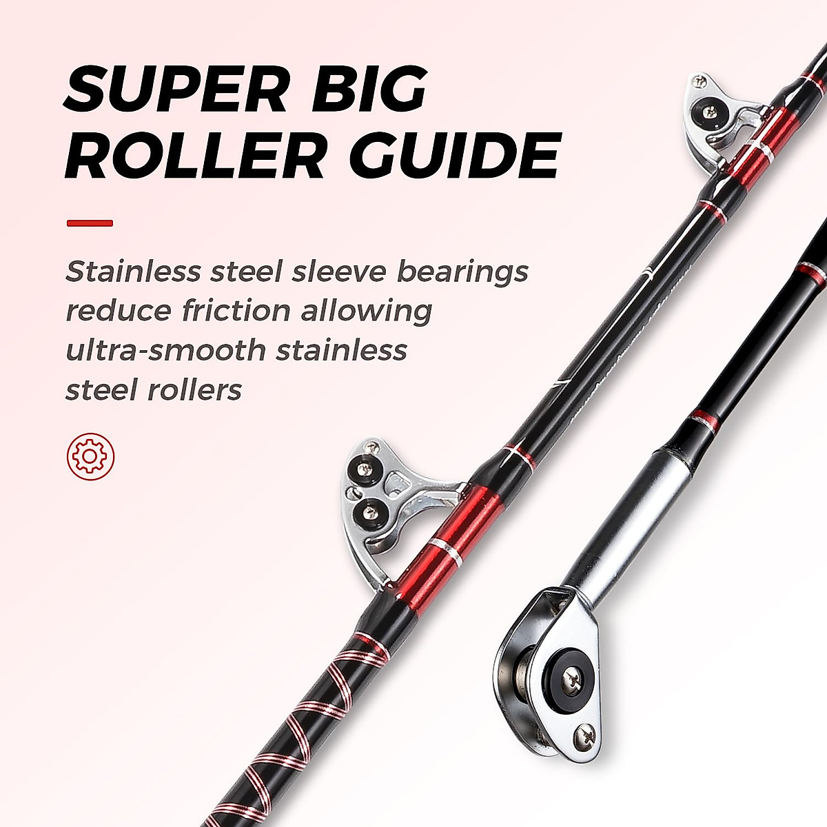 FISHAPPY Bent Butt Trolling Rod Saltwater Offshore Heavy Roller Rod Big Game Conventional Boat Fishing Pole (6' - 80-150lbs - Bent Butt Ⅱ)