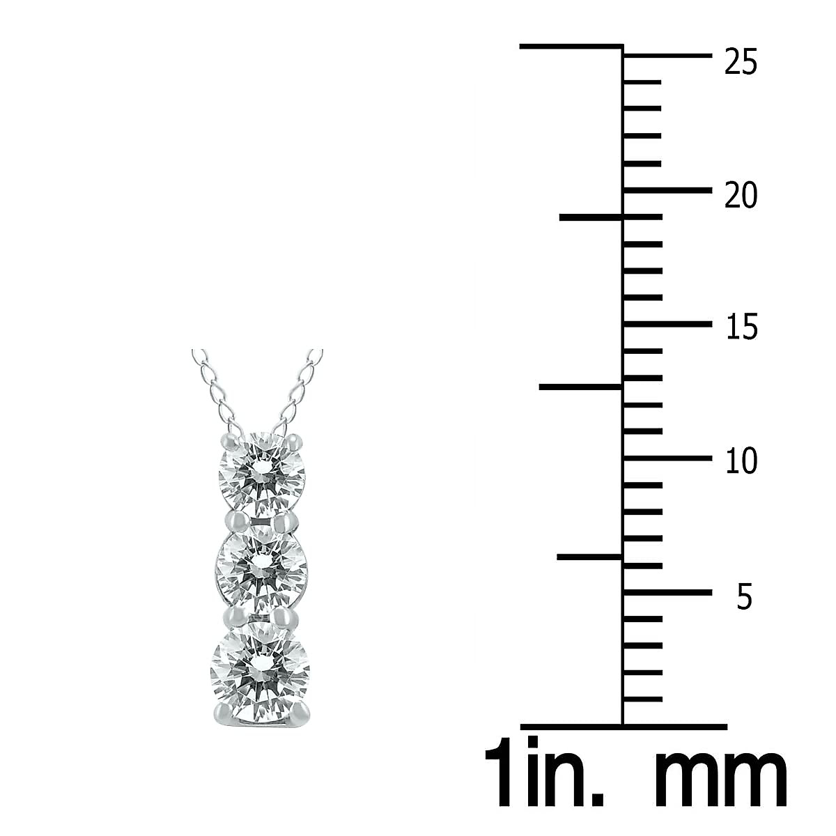 Certified 1/2 Carat TW Three Stone Diamond Pendant in 14K White Gold