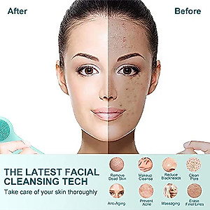 Silicone Facial Cleansing Brush,Electric Face Cleansing Brush Waterproof Heated Sonic Inchargeable Facial Brushes with 4 Modes for Deep Cleaning and Exfoliating Removing Blackhead Mothers Day Gifts
