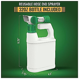 Refillable Hose-End Sprayer with 32oz Bottle, 20 to 1 Ratio, Garden Hose Fertilizer Dispenser, Easy to Use, Lawn Sprayer, Garden Sprayer, and More (Trifecta Natural: 32oz Hose Sprayer with Bottle)
