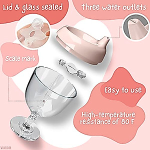 VIKROM Plastic Goblet Sippy Cup Wine Glass - 5oz Wine Glass Sippy Cup - No Spill Sippy Wine Glass with Lid Anti-fall Beverage Mug With Lid for Holiday Birthday Party (Beige)