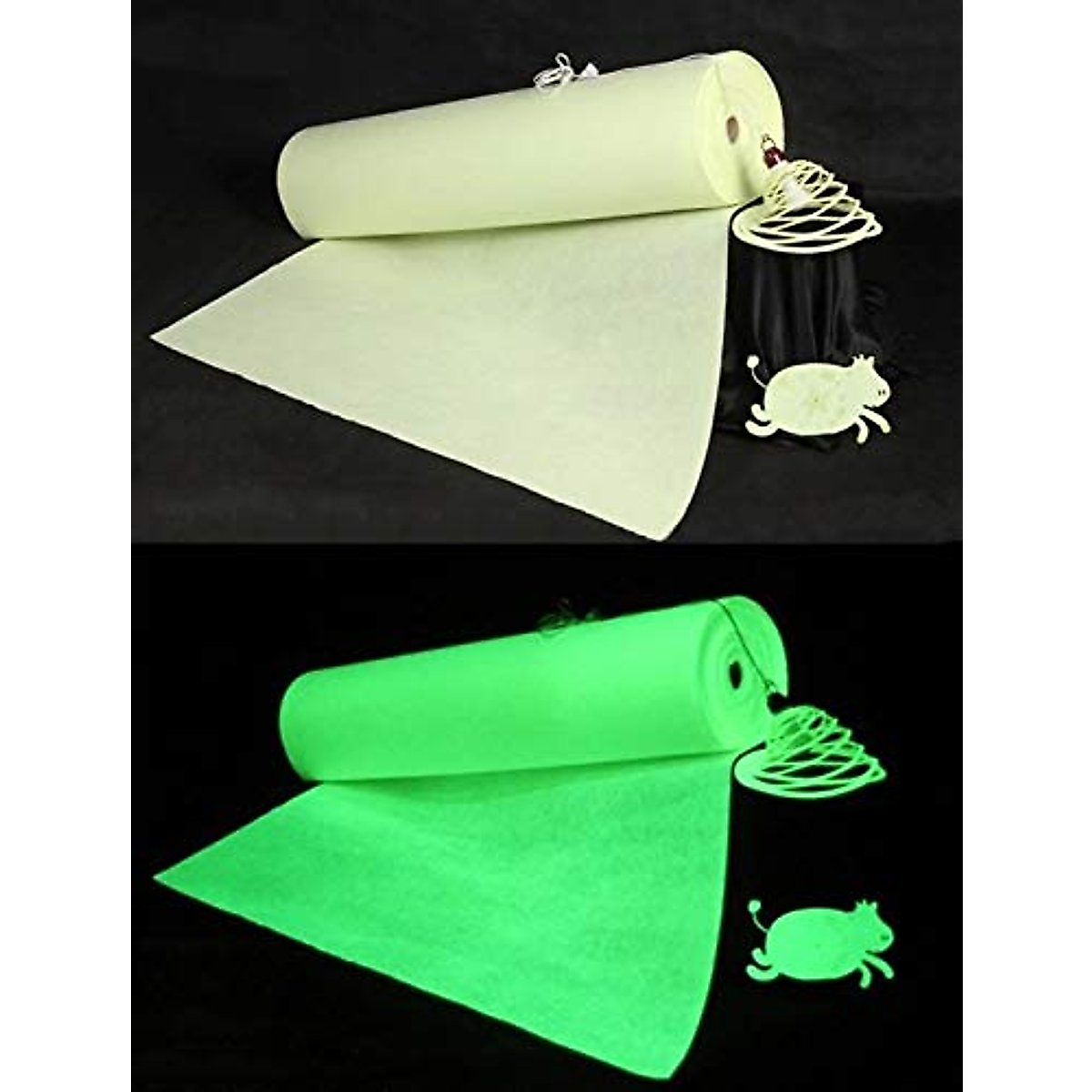Glow in The Dark Fabric, Luminescent Phosphorescent Fabric, Glow Material for Clothes, Hats, Garments and Multiple Usage, Glows up to 5 Hours (39 x 53 inch)