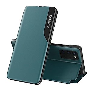 YukeTop Cover for Oppo Reno2 F Case, with Stand, Clear Window + Leather + PC, Flip Cover, Cover Protection for Oppo Reno2 F.(Green)