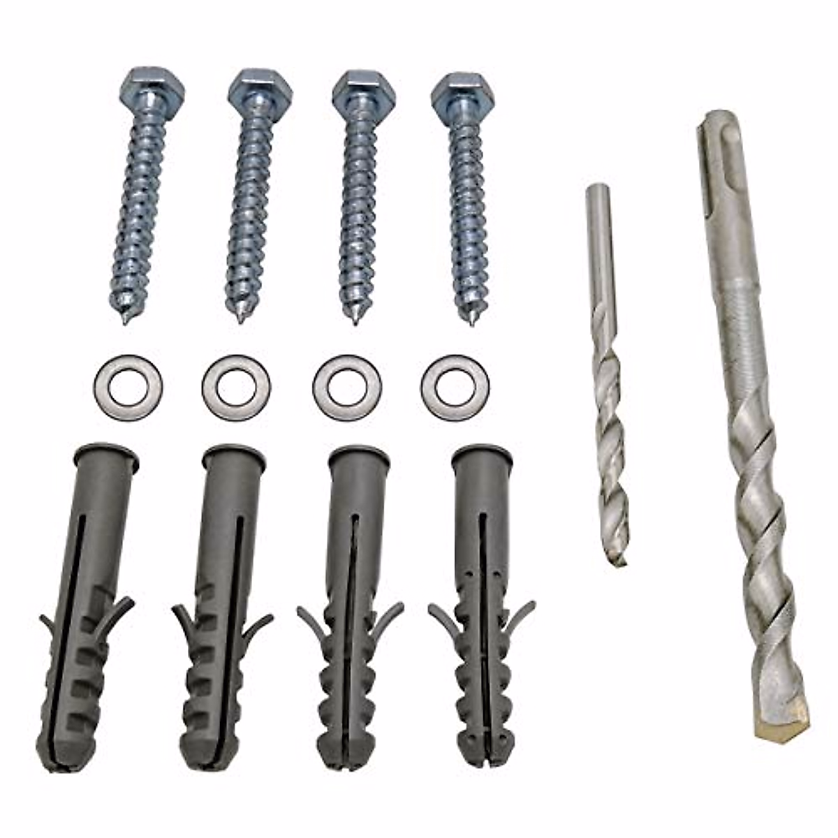 Lag Bolt Kit for Mounting TV Bracket Into Wood Or Concrete - Includes Heavy Duty Bolts, Fischer Concrete Anchors and 2 Drill Bits