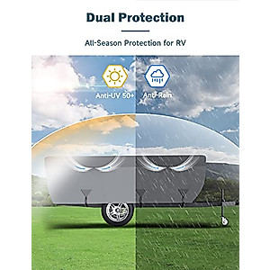 Tent Trailer Cover Umbrauto 2023 Upgraded 7 Layers Top Pop Up Camper Covers Waterproof Extra Thick Polypropylene Breathable Ripstop Anti-UV Pop Up Folding Trailer Cover Fits 10' - 12' Trailers