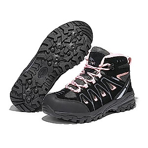 NORTIV 8 Womens Waterproof Hiking Boots Low Top Lightweight Outdoor Trekking Camping Trail Hiking Boots Size 8.5 M US SNHB211W, Black/Pink