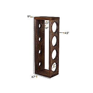 Rustic State Sonoma Wall Mounted Wood Vertical Wine Rack Holder Storage Shelf Organizer for 4 Bottles - Home, Kitchen, Dining Room Bar Décor - Walnut