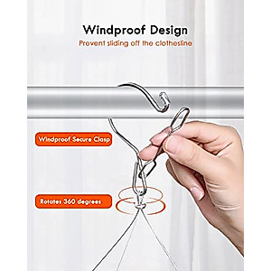 Gorffy Clothes Drying Rack with 26 Clips, Aluminum Sock Hanger Laundry Rack, Clothing Drying Rack with Windproof Hook, Sock Drying Rack Indoor & Outdoor, Underwear Hanger for Baby Clothes, Bras