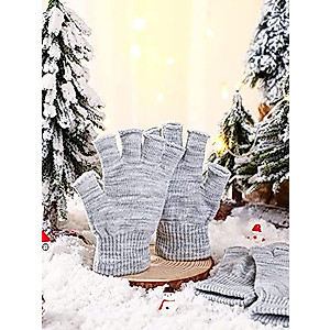SATINIOR 2 Pair Unisex Half Finger Gloves Winter