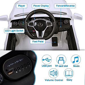 Licensed Mercedes Benz Electric Car for Kids by TOBBI,Toddler Electric Vehicle,Children Ride On Toy with Parental Remote Control/Double Doors/5 Point Safety Belt/LED Lights for Ages 3+