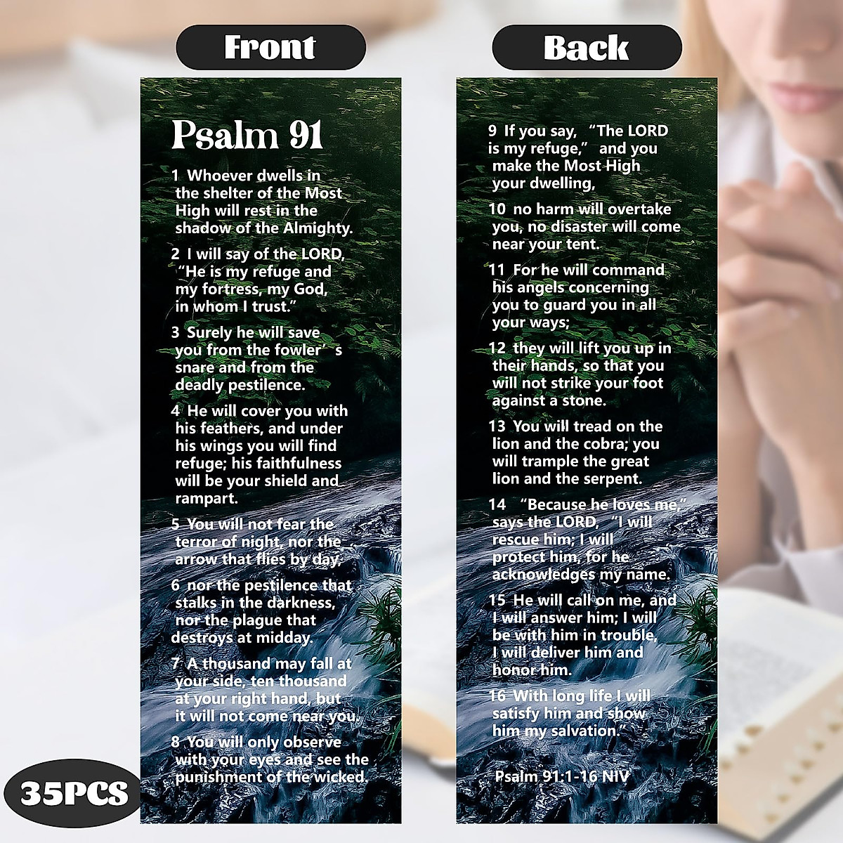 Gueevin 70 Pcs Psalm 91 Bookmarks Christian Bookmarks with Bible Verse Quotes Religious Bookmarks about Protection for Christian Gift Men Women Kids, Military, Firefighters, EMS Paramedics, Policemen