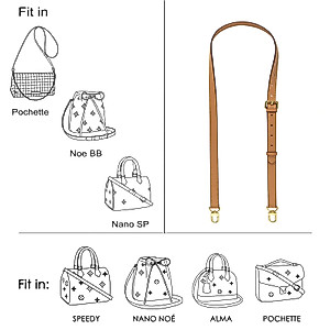 LDKJ Vachetta Leather Adjustable Crossbody Strap for Women's Crossbody Handbags (Beige Yellow)