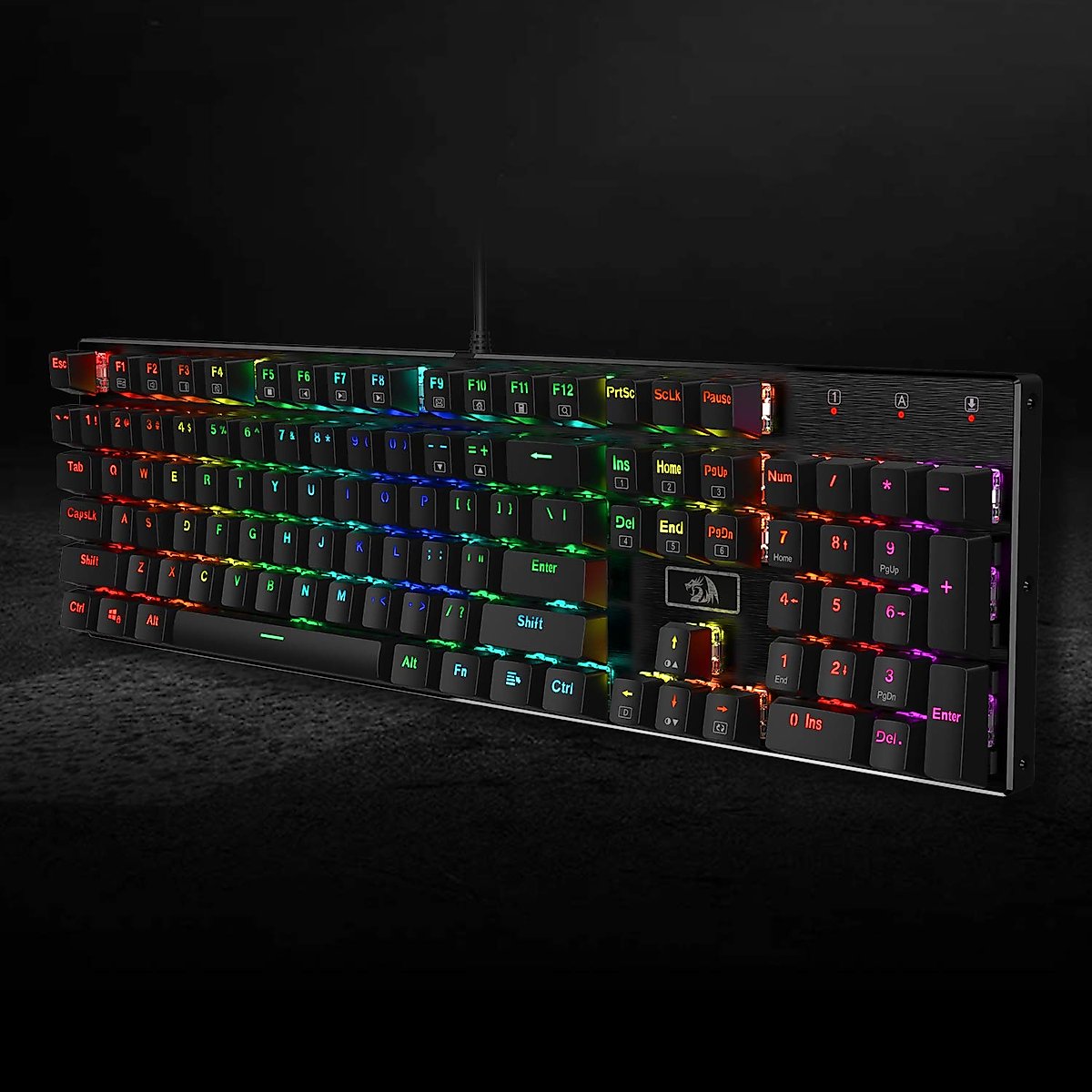 Redragon K556 RGB LED Backlit Wired Mechanical Gaming Keyboard, 104 Keys Hot-Swap Mechanical Keyboard w/Aluminum Base, Upgraded Socket and Noise Absorbing Foams, Quiet Linear Red Switch