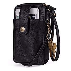Mundi Jacqui Vegan Leather RFID Womens Crossbody Cell Phone Purse Holder Wallet ((Black))