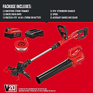 CRAFTSMAN 20V MAX WEEDWACKER String Trimmer and Leaf Blower Combo Kit, Battery and Charger Included (CMCK197M1 )
